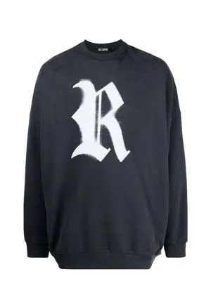 Raf Simons Logo-print Cotton Sweatshirt - Blue