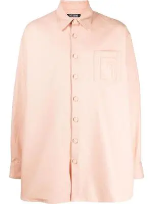 Raf Simons Logo-patch Cotton Shirt - Pink