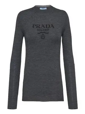 Prada Superfine Wool Crew-neck Sweater - Grey