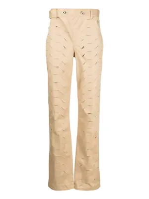 JUNTAE KIM Ripped Straight-leg Trousers - Neutrals