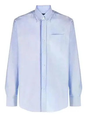 DEPERLU Spread-collar Cotton Shirt - Blue