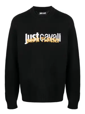 Just Cavalli Intarsia Knit Jumper - Black
