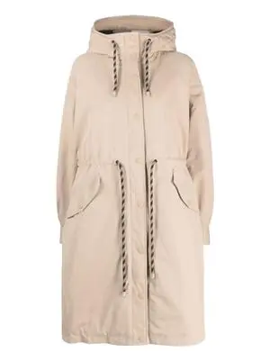 Woolrich Long-line Parka Coat - Neutrals