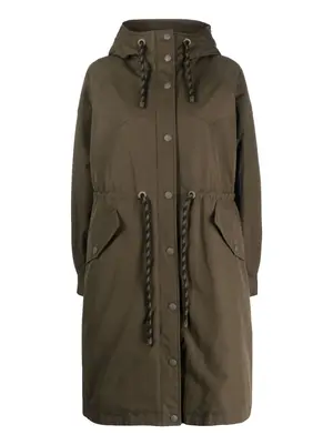 Woolrich Long-line Drawstring Parka Coat - Green
