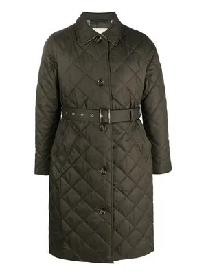 Barbour Diamond-quilted Single-breasted Coat - Green