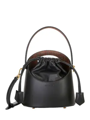 Etro Mini Saturno Leather Bucket Bag - Black
