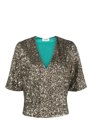 Zadig&Voltaire Sequin-embellished Blouse - Gold