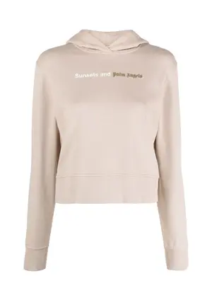 Palm Angels Logo-print Hoodie - Neutrals