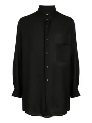 Yohji Yamamoto Pointed-collar Button-up Shirt - Black