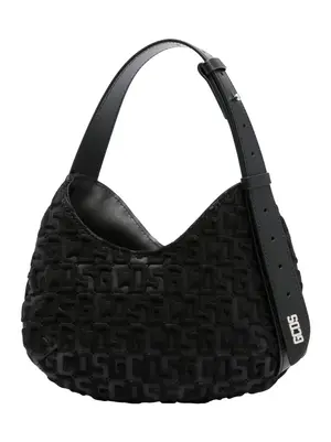 Gcds Comma Monogram-embossed Small Shoulder Bag - Black