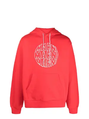 Marni Logo-print Cotton Hoodie - Red