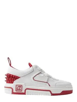 CHRISTIAN LOUBOUTIN Astroloubi Spiked Leather And Mesh Sneakers - White