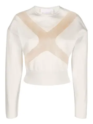 GENNY Sheer-paneled T-shirt - Neutrals