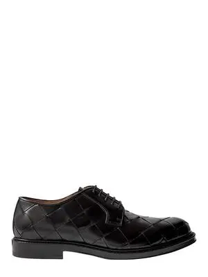 Bottega Veneta Intrecciato Leather Derby Shoes - Black