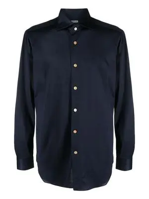 Kiton Slim-cut Cotton Shirt - Blue