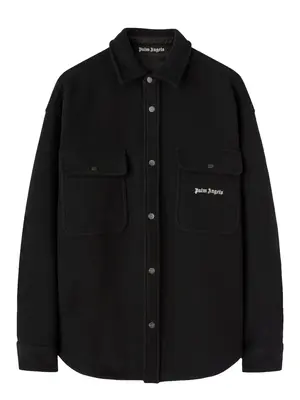Palm Angels Logo-embroidered Twill Shirt Jacket - Black