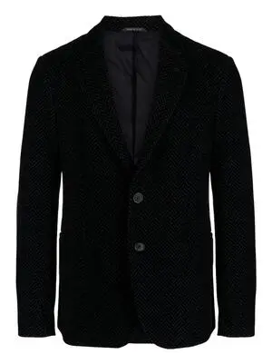 Giorgio Armani Textured-finish Notched-lapels Blazer - Blue