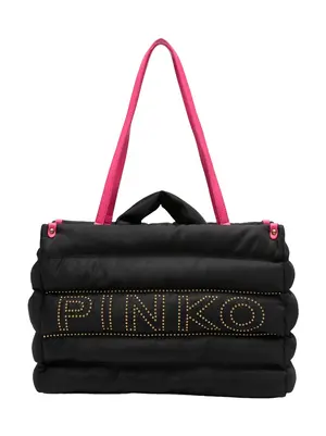 Pinko Logo-embellished Quilted Tote Bag - Black