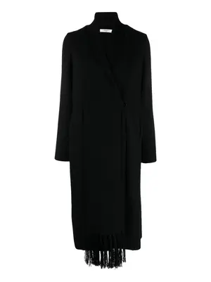 CHARLOTT Double-breasted Knitted Wool Coat - Black