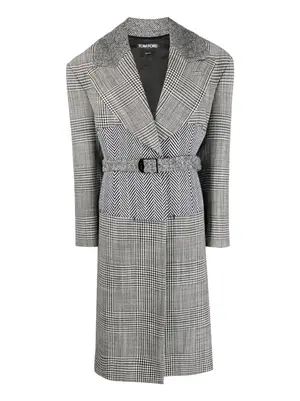 TOM FORD TOM FORD Houndstooth-Pattern Belted Coat