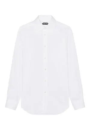 TOM FORD Cotton Silk Serge Fluid Fit Shirt In White - Optical White