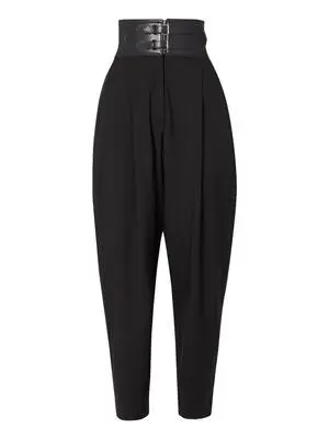 Alaïa Belted Wool-blend Tapered Pants - Black