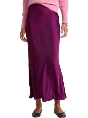 Vineyard Vines Vineyard Vines Satin Midi Slip Skirt Dark Plum