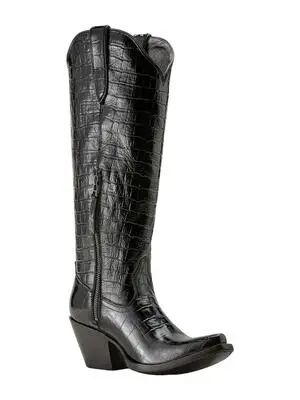 Ariat Casanova Western Boots - Luxe Caviar Croc Print