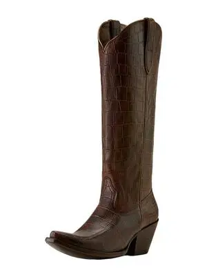 Ariat Casanova Western Boots - Luxe Espresso Croc Print