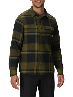 OUTDOOR RESEARCH Feedback Plaid Flannel Overshirt - Dark Olive Plaid