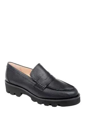 PATRICIA GREEN Vince Lug Sole Penny Loafer - Black Leather