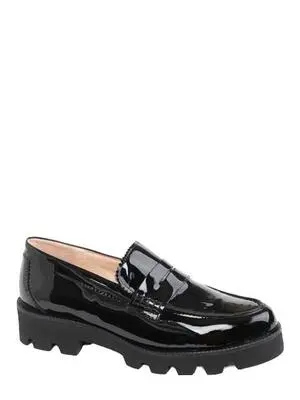 PATRICIA GREEN Vince Lug Sole Penny Loafer - Black Patent