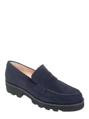 PATRICIA GREEN Vince Lug Sole Penny Loafer - Navy Suede