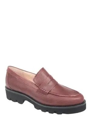 PATRICIA GREEN Vince Lug Sole Penny Loafer - Oxblood Leather
