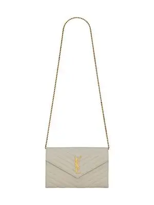 Saint Laurent Monogram Matelassé Envelope Bag - White