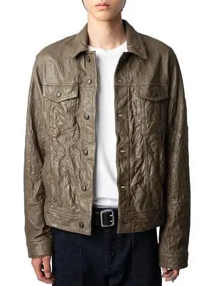 Zadig&Voltaire Crinkle Leather Jacket Latte