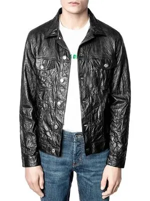 Zadig&Voltaire Crinkle Leather Jacket - Noir