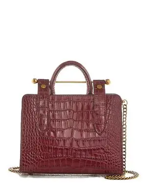 Strathberry Nano Tote - Oxblood Croc Embossed