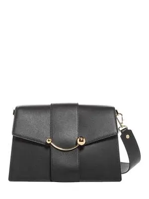 Strathberry Crescent Leather Shoulder Bag Black