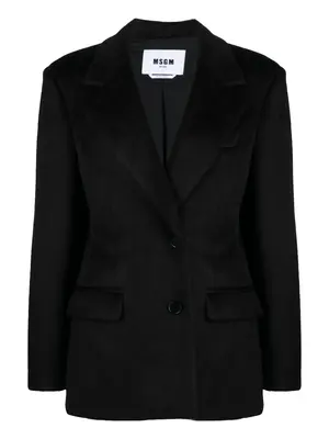 MSGM Single-breasted Peak-lapels Blazer - Black