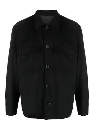 LARDINI Button-up Wool-blend Shirt Jacket - Black