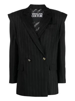 Versace Pinstriped Double-breasted Blazer - Black