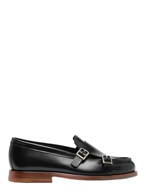 Santoni Double-buckle Leather Loafers - Black