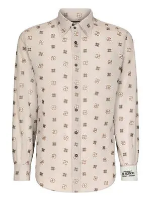 Dolce & Gabbana Floral-embroidered Cotton Shirt - Neutrals