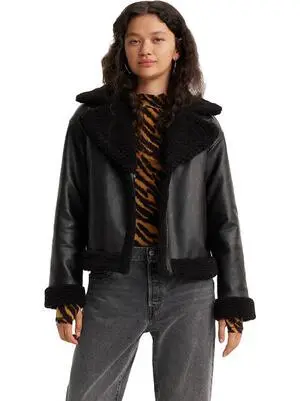 LEVI'S Sherpa-lined Moto Jacket - Black
