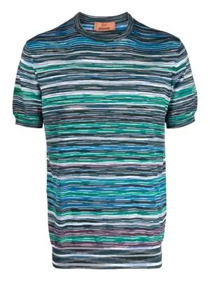 Missoni Striped Cotton T-shirt - Blue