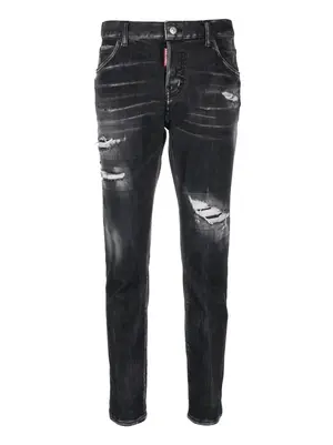 Dsquared2 Distressed Cropped Skinny Jeans - Black
