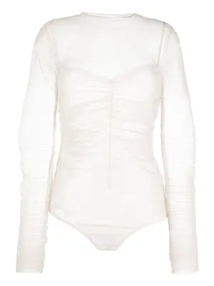 IOANA CIOLACU Semi-sheer Long-sleeved Body - Neutrals