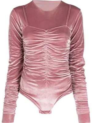 IOANA CIOLACU Velvet-effect Gathered-detail Body - Pink