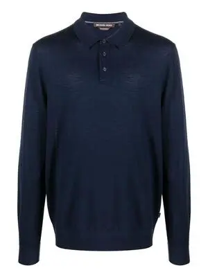Michael Kors Long-sleeve Merino Polo Shirt - Blue